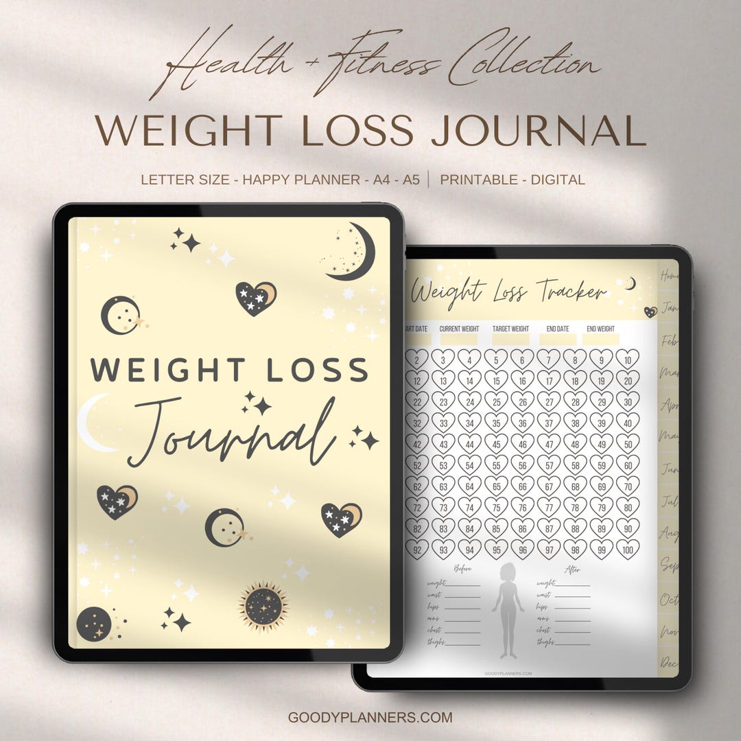 Yellow Weight Loss Journal: Digital Meal Planner (printable, Ipad ...