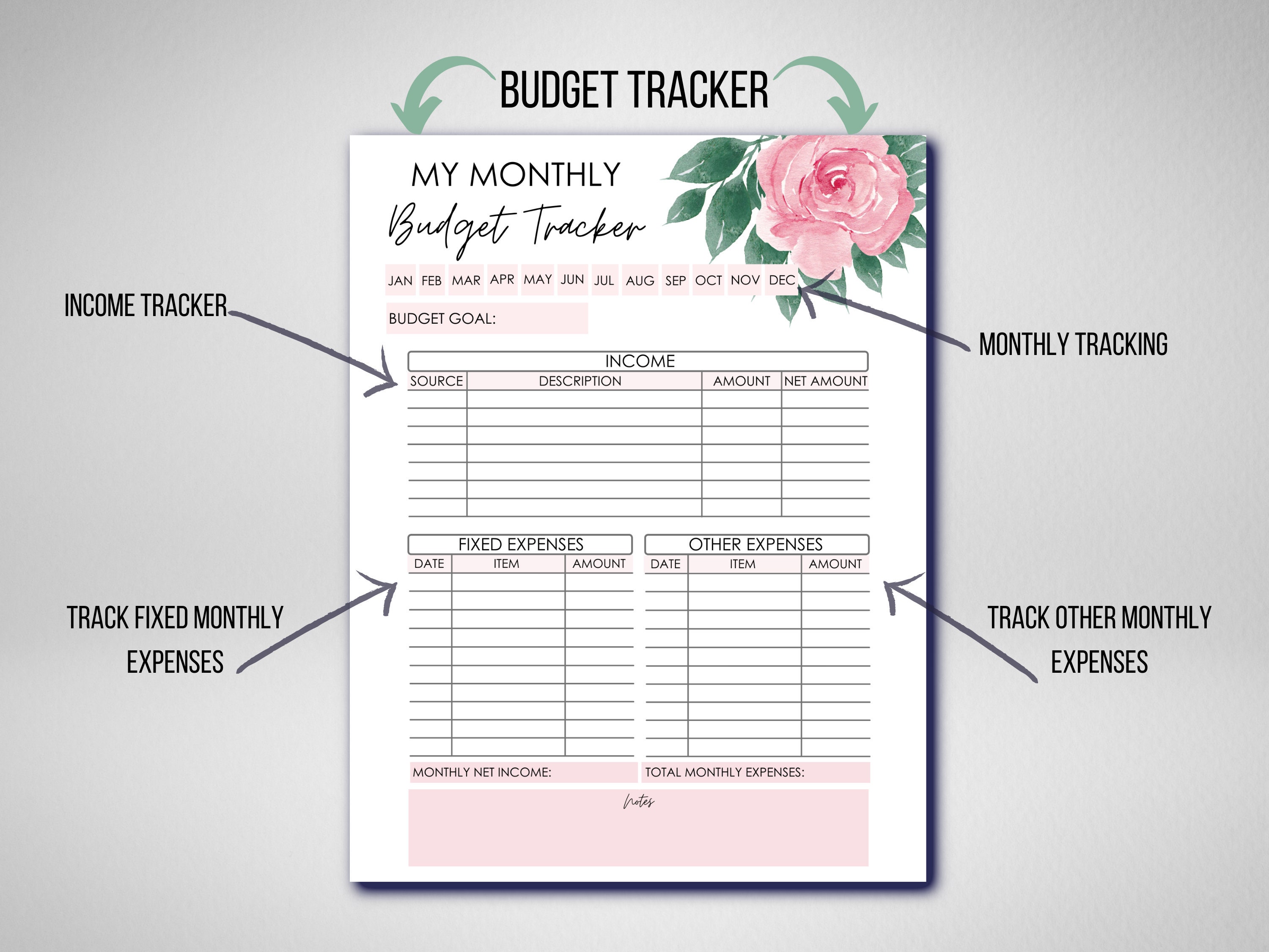 Pink Bill Tracker Monthly Bill Tracker Bill Organizer With - Etsy