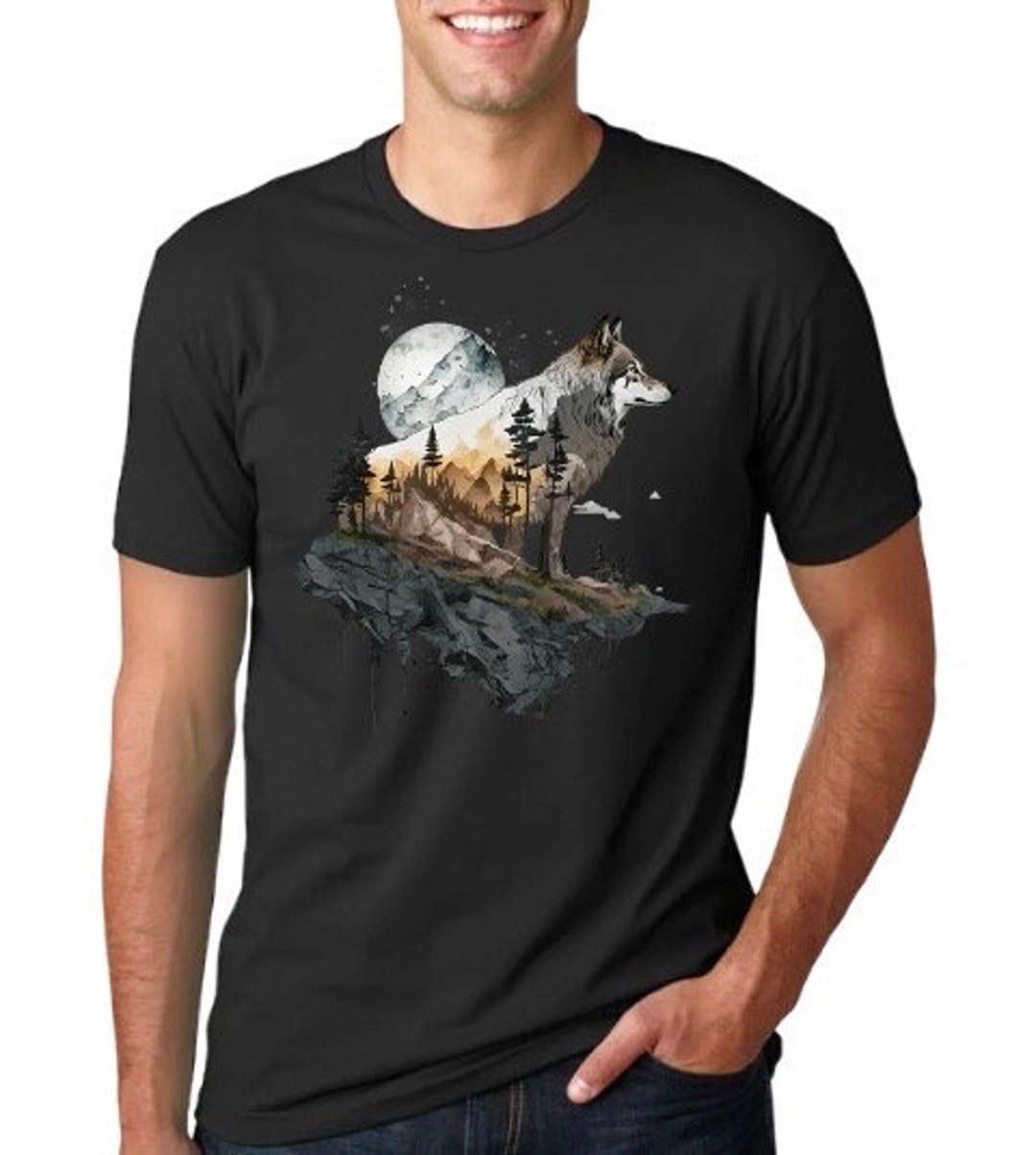 Wolf Howling at the Moon T-shirt - Etsy
