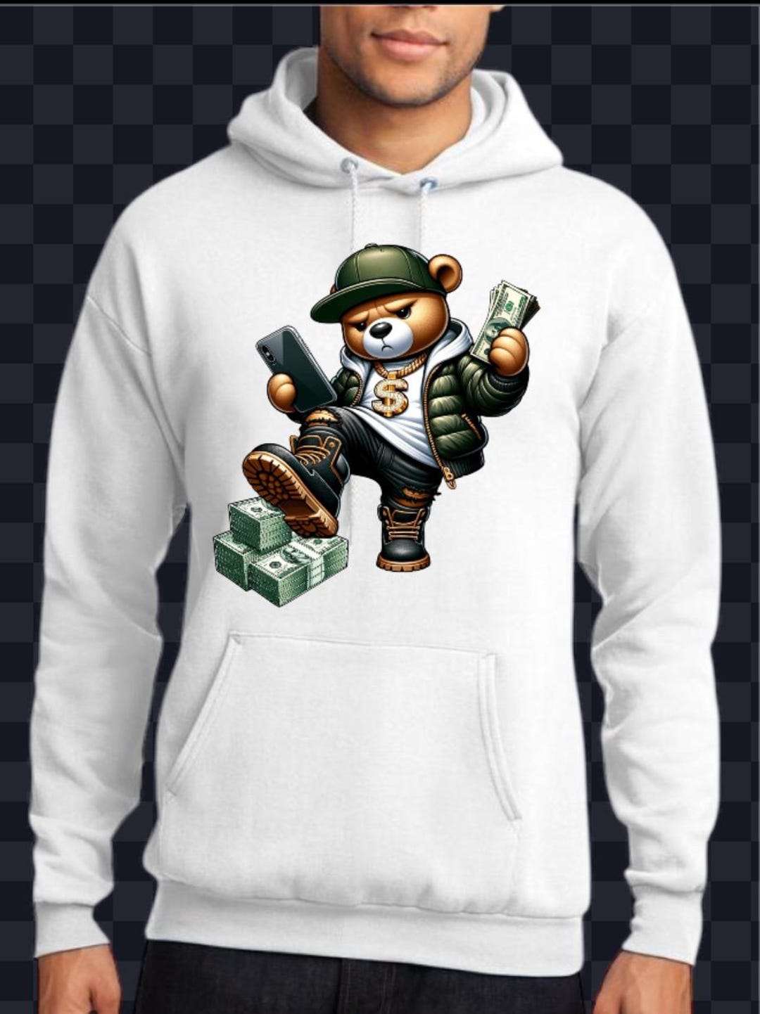 Drip Money Bear Hoodie – Hip Hop Fashion Sweatshirt, Trendy Streetwear ...