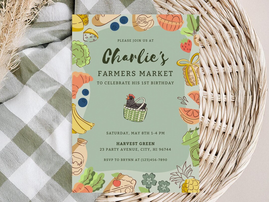 Farmers Market Birthday Invitation Template | Locally Grown Baby Shower ...
