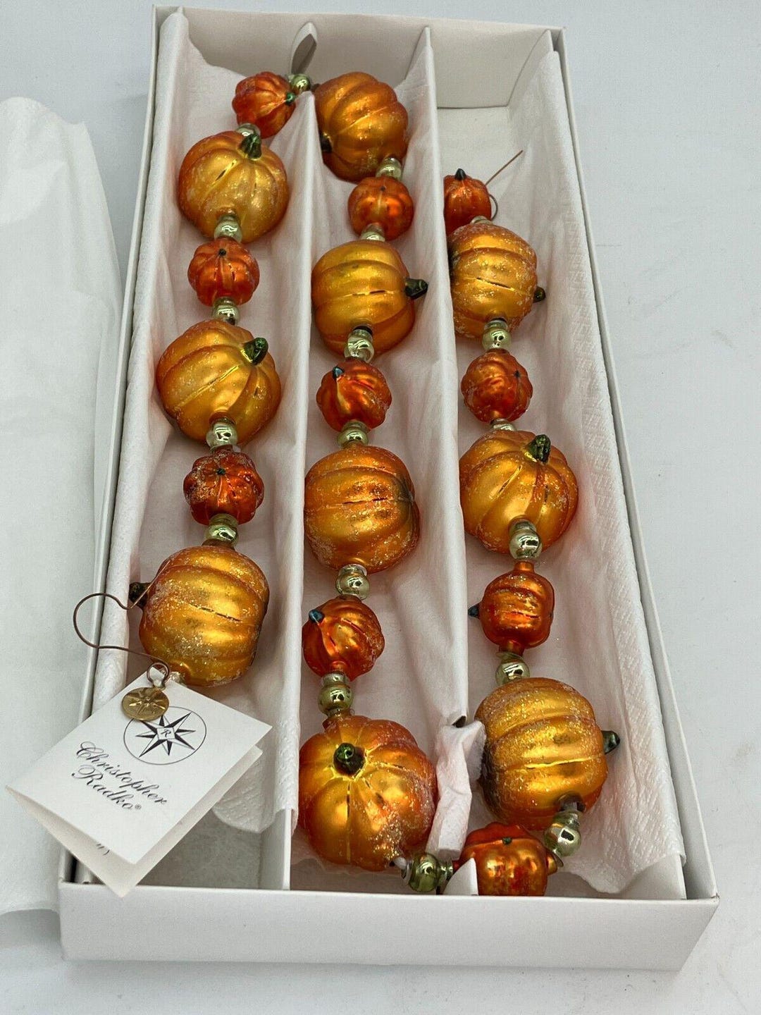 Vintage New Christopher Radko 2000 FALL LINE UP Garland 00-152-0 Glass ...