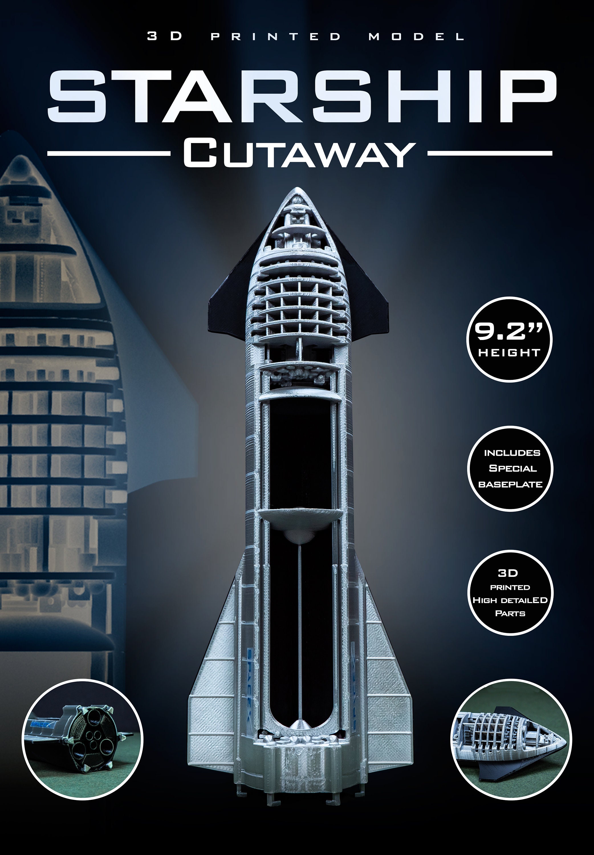 STARSHIP Cutaway Spaceship Plastic model Rocket | Etsy
