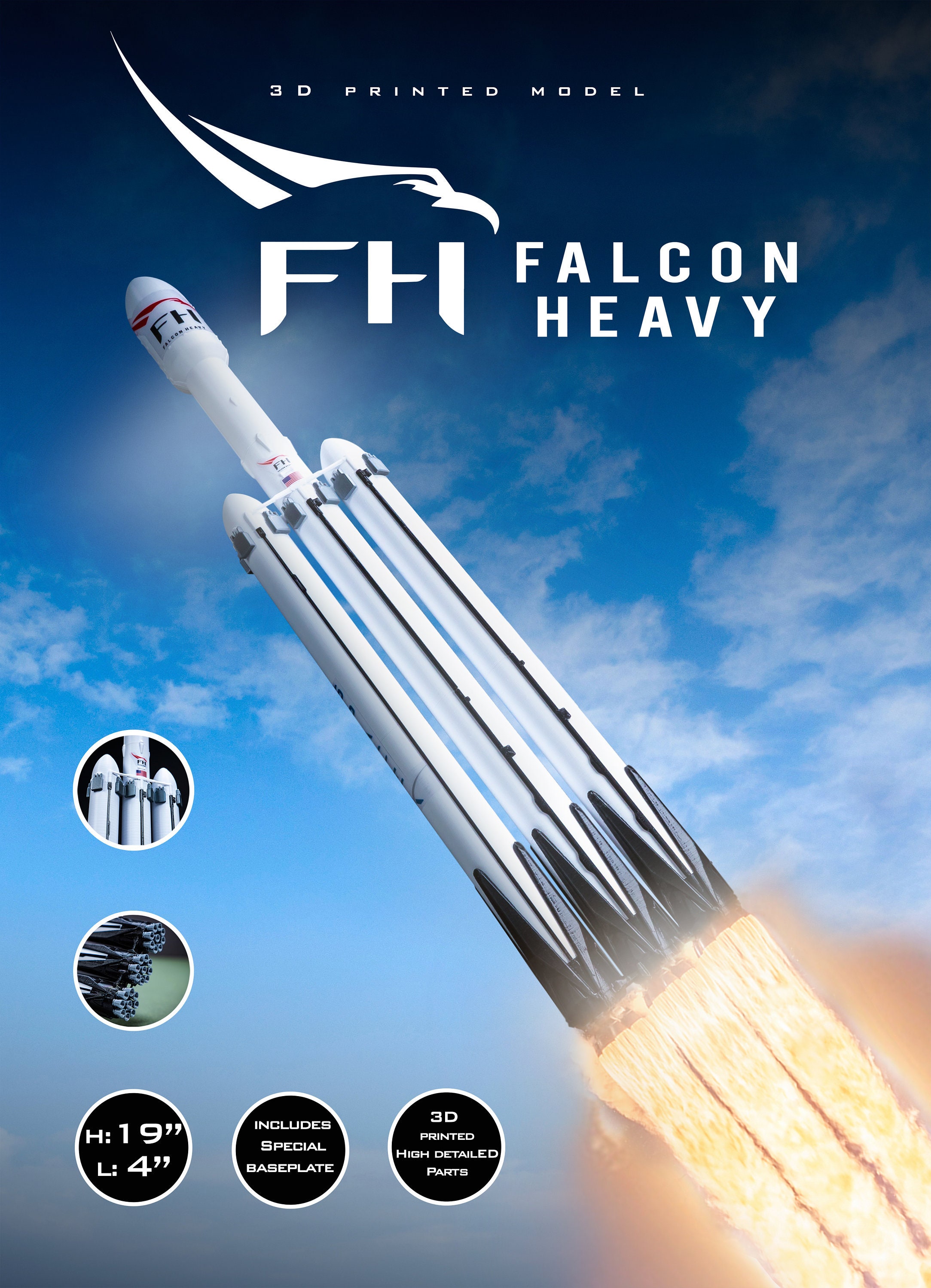 FALCON HEAVY Plastic model Rocket SpaceX NASA Scale | Etsy FALCON HEAVY Plastic model Rocket SpaceX NASA Scale | Etsy
