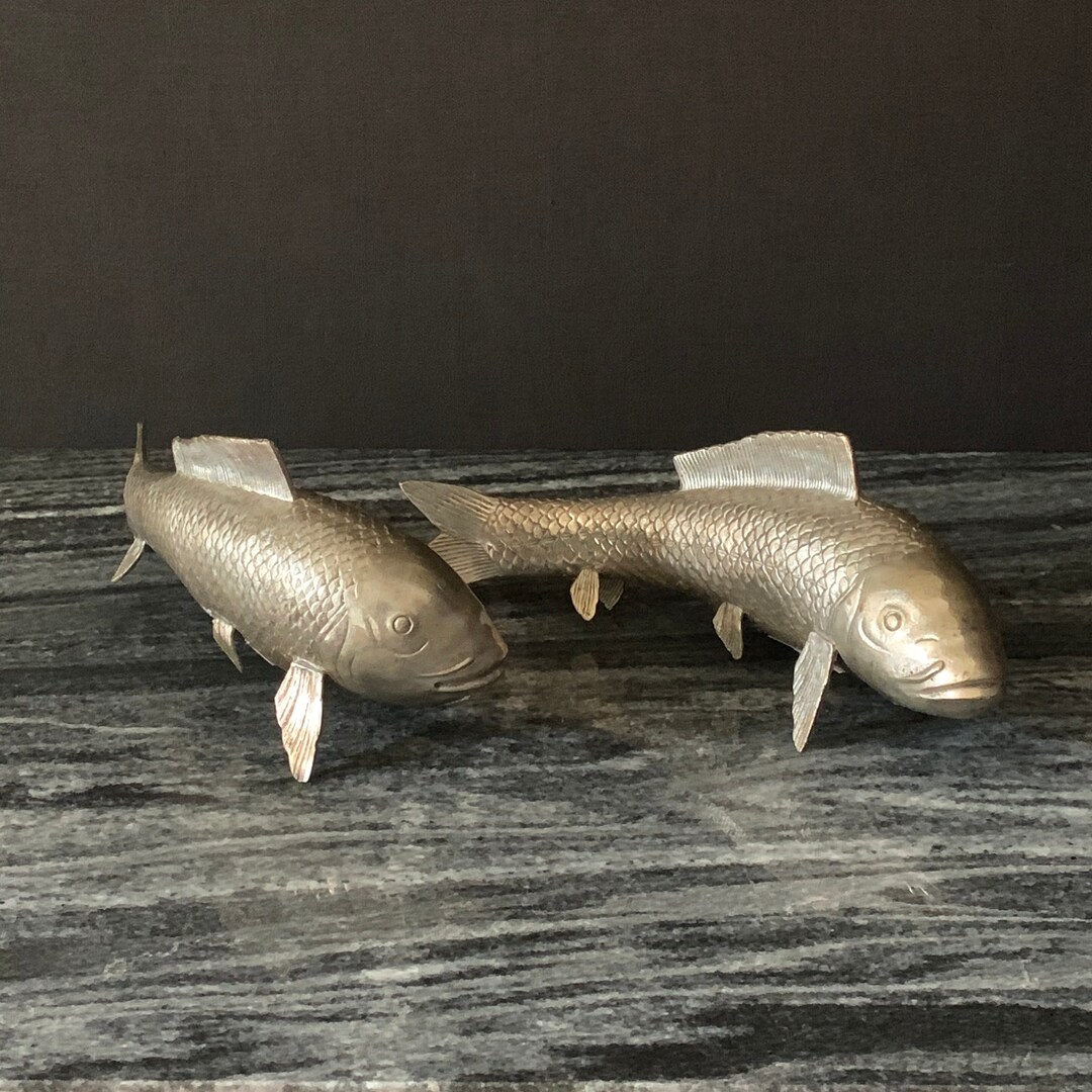 Vintage Cast Pewter Koi Fish Figurines, Pair - Etsy