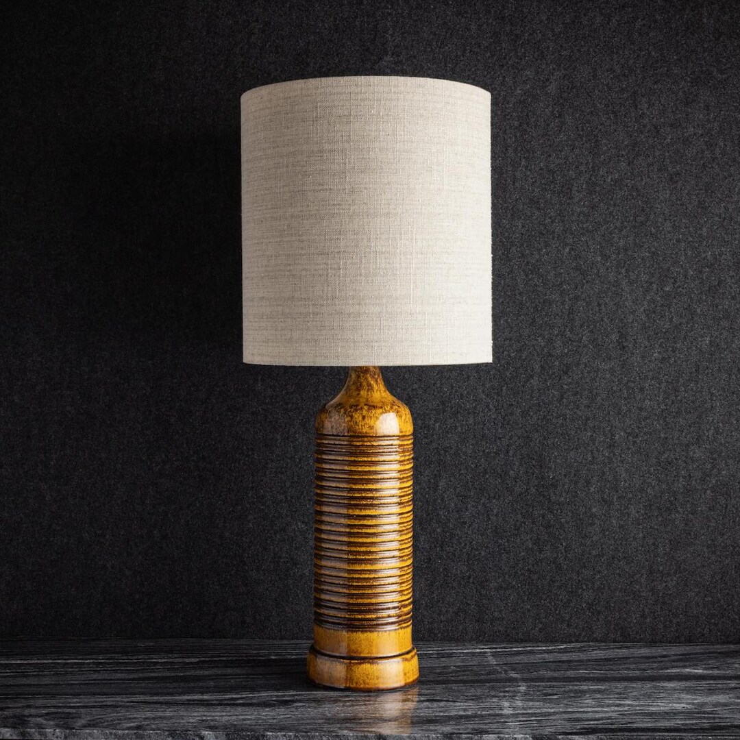 Vintage Mustard Glazed Ribbed Ceramic Table Lamp, Circa 1960s - Etsy