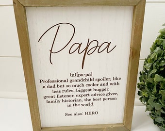 Papa Fathers Day Gift Papa Sign Gift for Papa Rustic Sign for Papa Gift ...