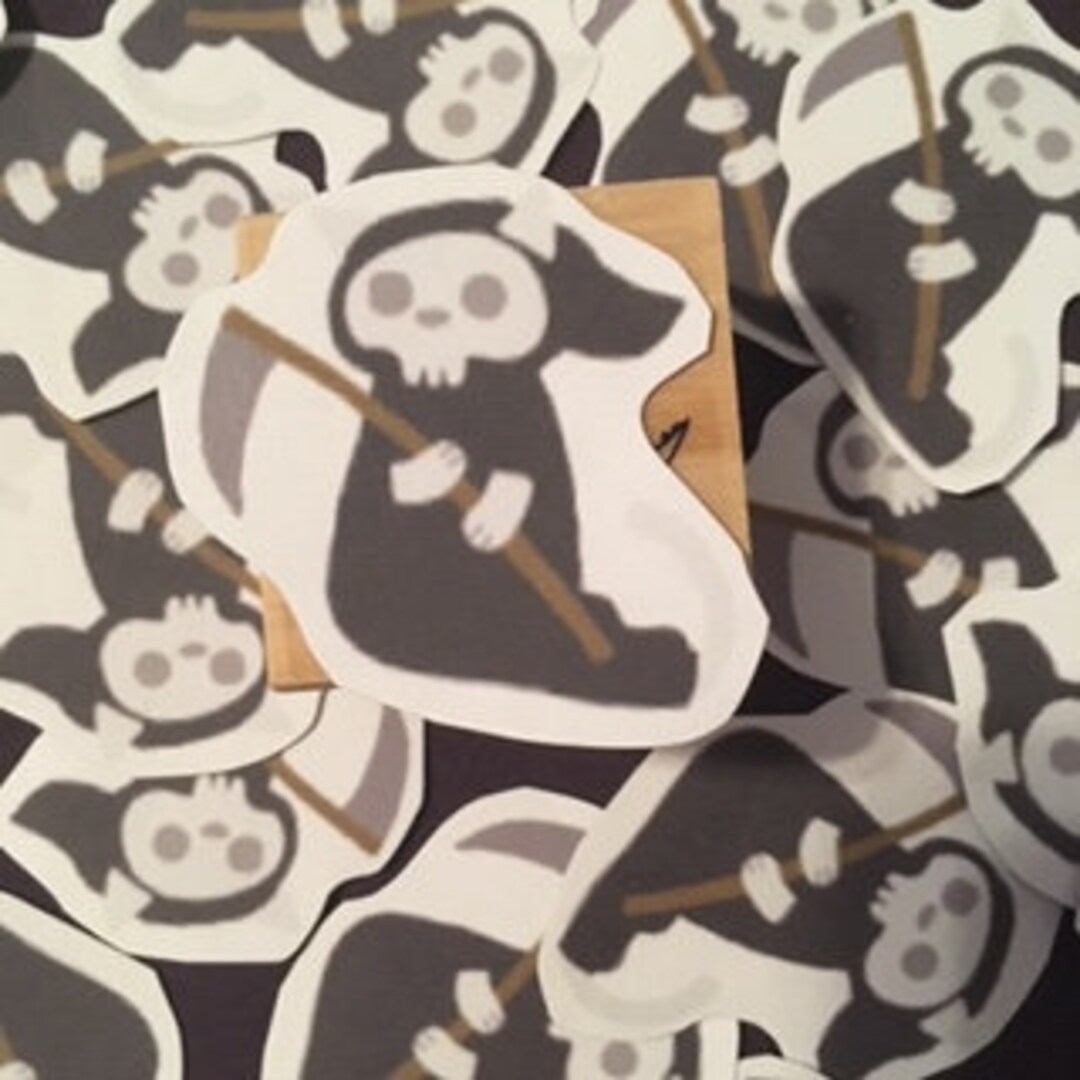 Grim Reaper Cat Sticker - Etsy