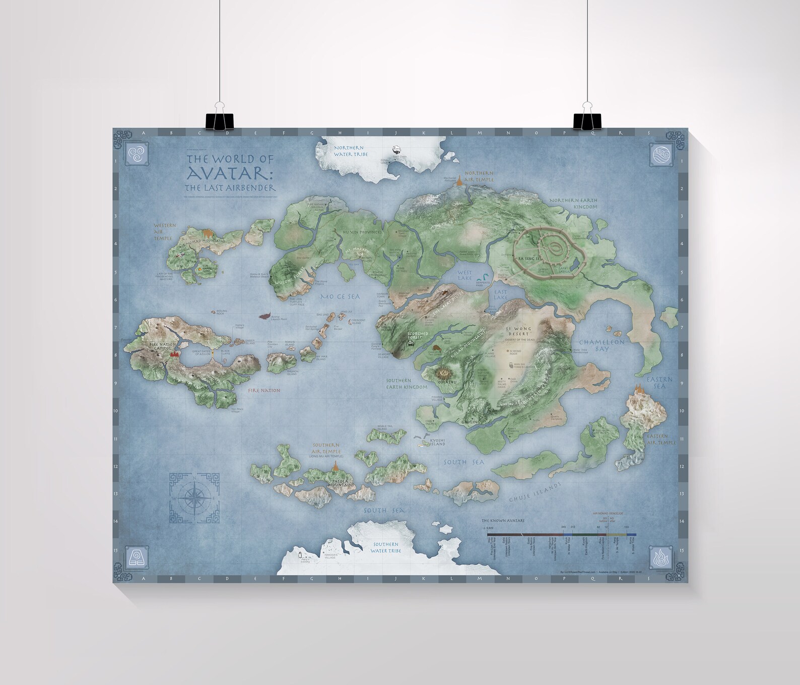 Avatar the last airbender world map etsy - klokitchen