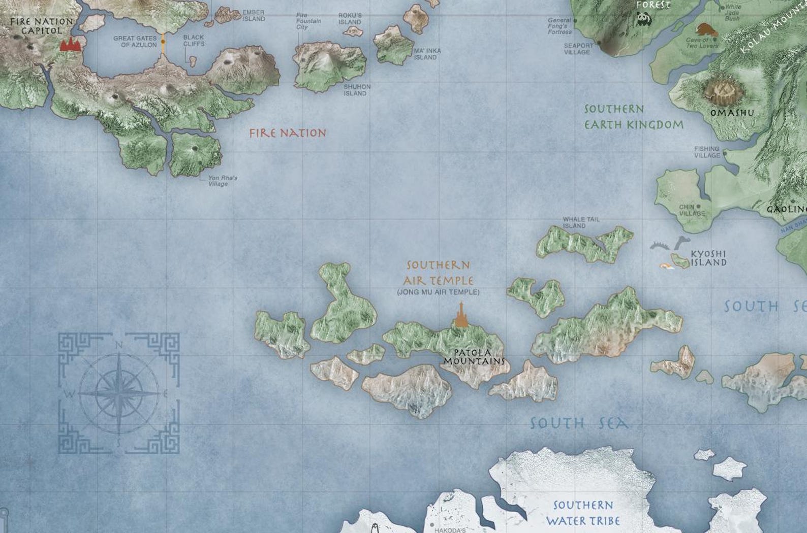 Avatar: the Last Air Bender Inspired Map the World of Water, Earth ...