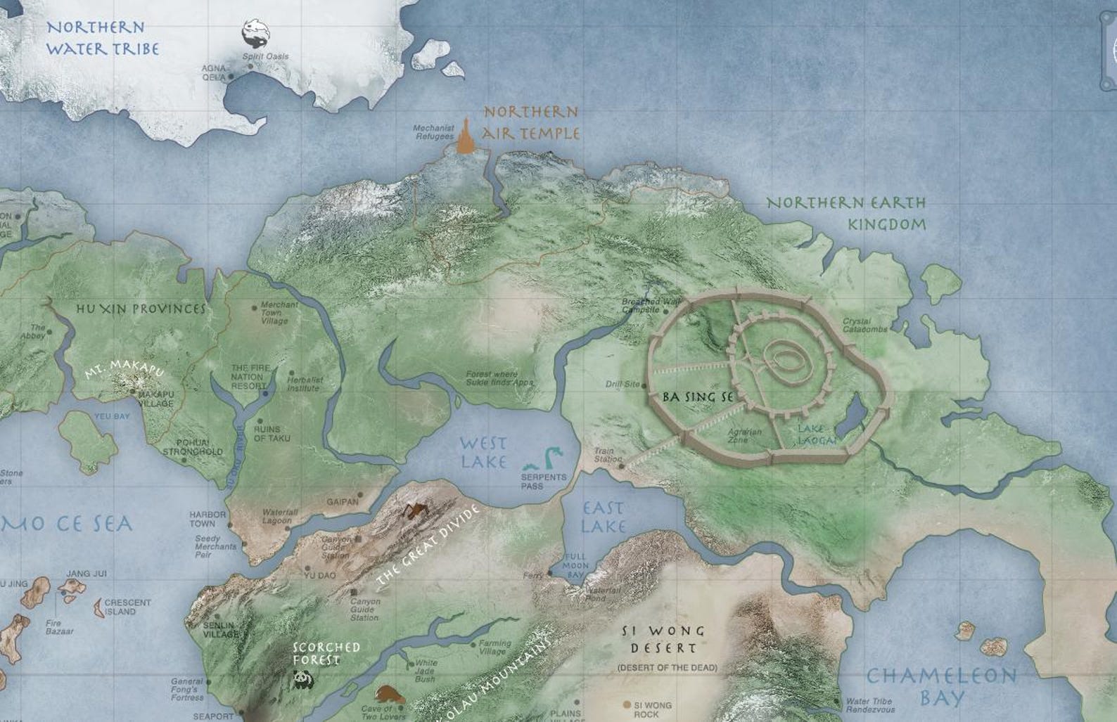 Avatar: the Last Air Bender Inspired Map the World of Water, Earth ...