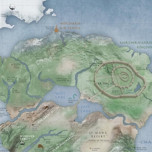 Avatar: the Last Air Bender Inspired Map the World of Water, Earth ...
