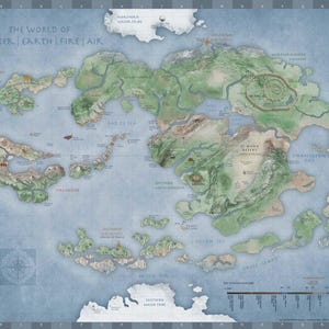 Avatar: the Last Air Bender Inspired Map the World of Water, Earth ...