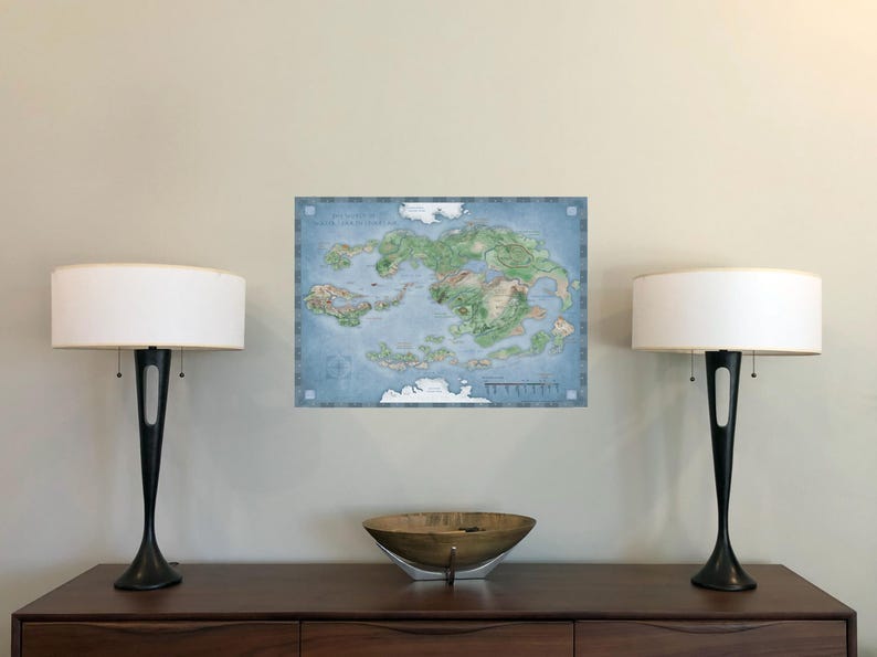 Avatar: the Last Air Bender Inspired Map the World of Water, Earth ...