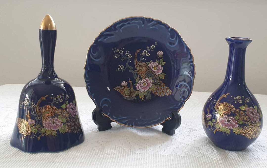 Kutani Cobalt Blue Trio Japan Vintage - Etsy Australia