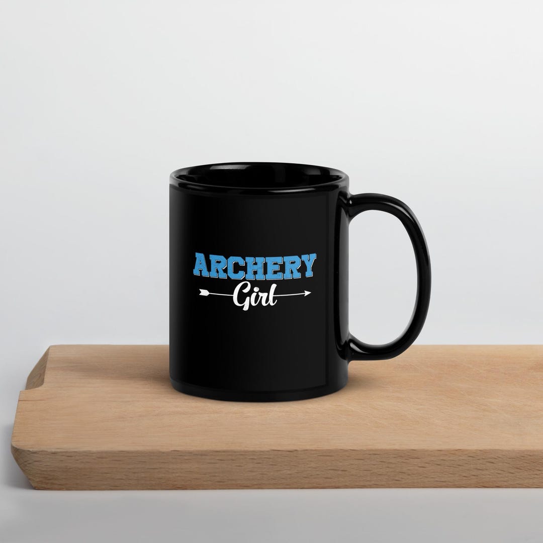 Archery Girl Black Glossy Mug - Etsy