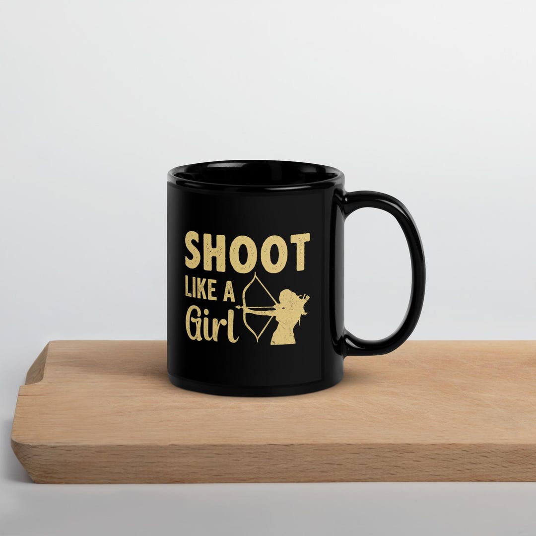 Shoot Like a Girl Archery Black Glossy Mug - Etsy