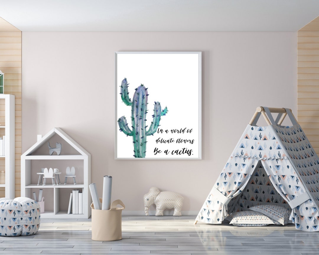 Modern Watercolor Cactus Quote Art Printable Poster Modern - Etsy