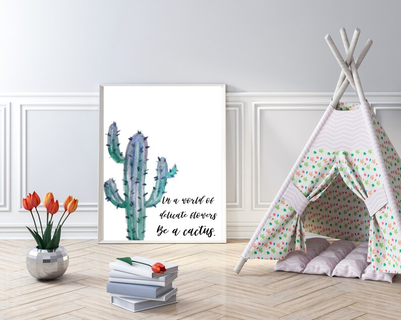 Modern Watercolor Cactus Quote Art Printable Poster Modern - Etsy