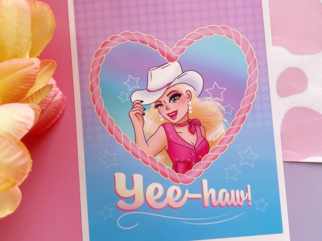 YEE HAW Cute Kawaii Girl Print - Etsy