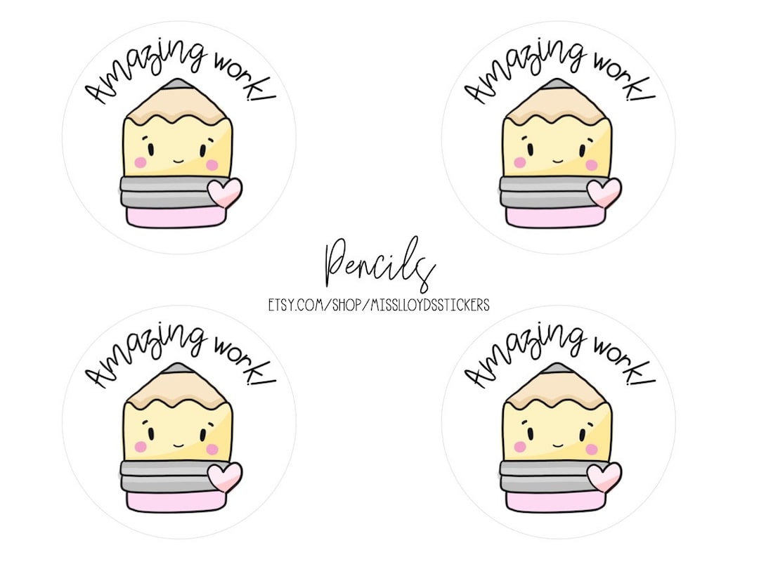 Teacher Merit Stickers - Pencils - Etsy