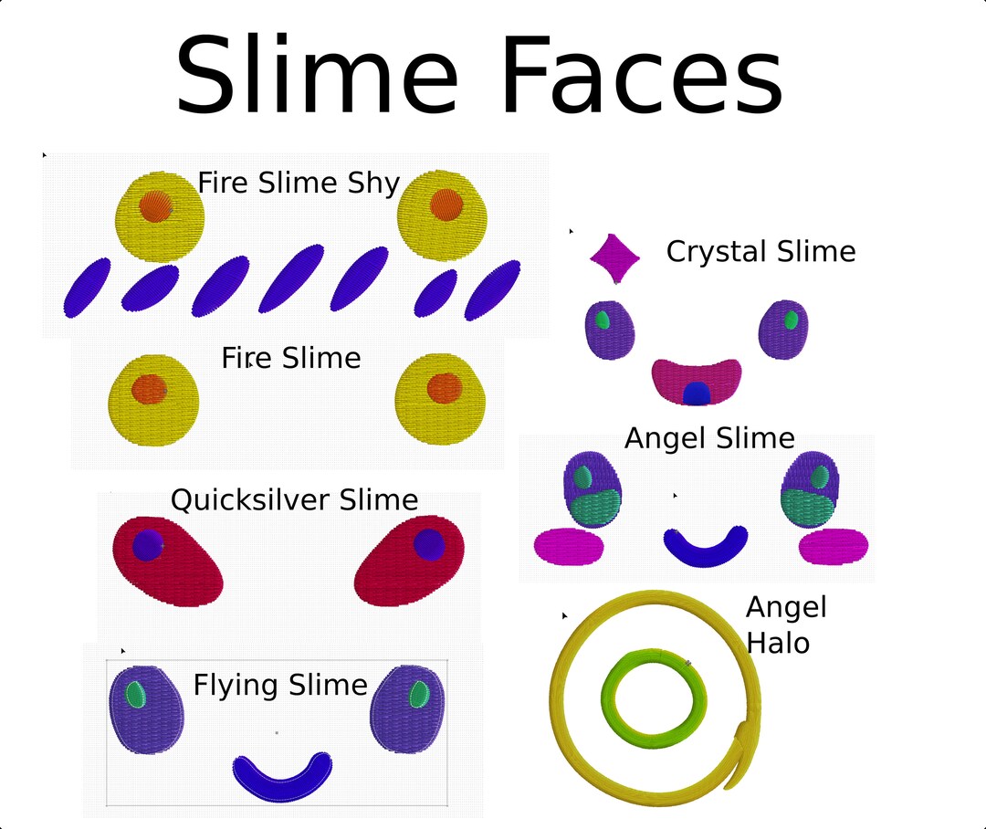 Cute Kawaii Slime Face Pack ~ Embroidery Machine Design File - Etsy