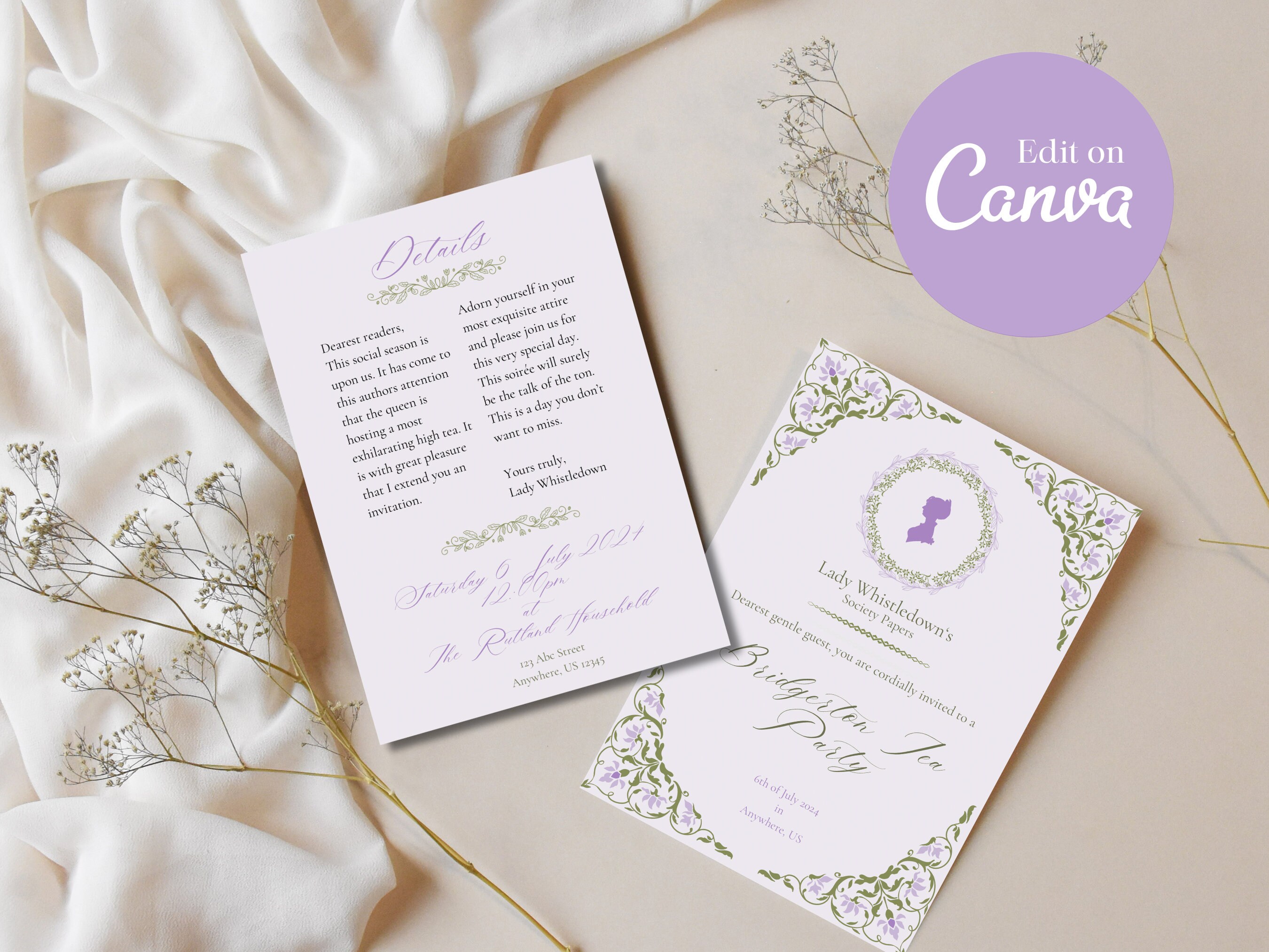 Bridgerton Tea Party Invitation, Bridgerton Themed Party Invitation ...