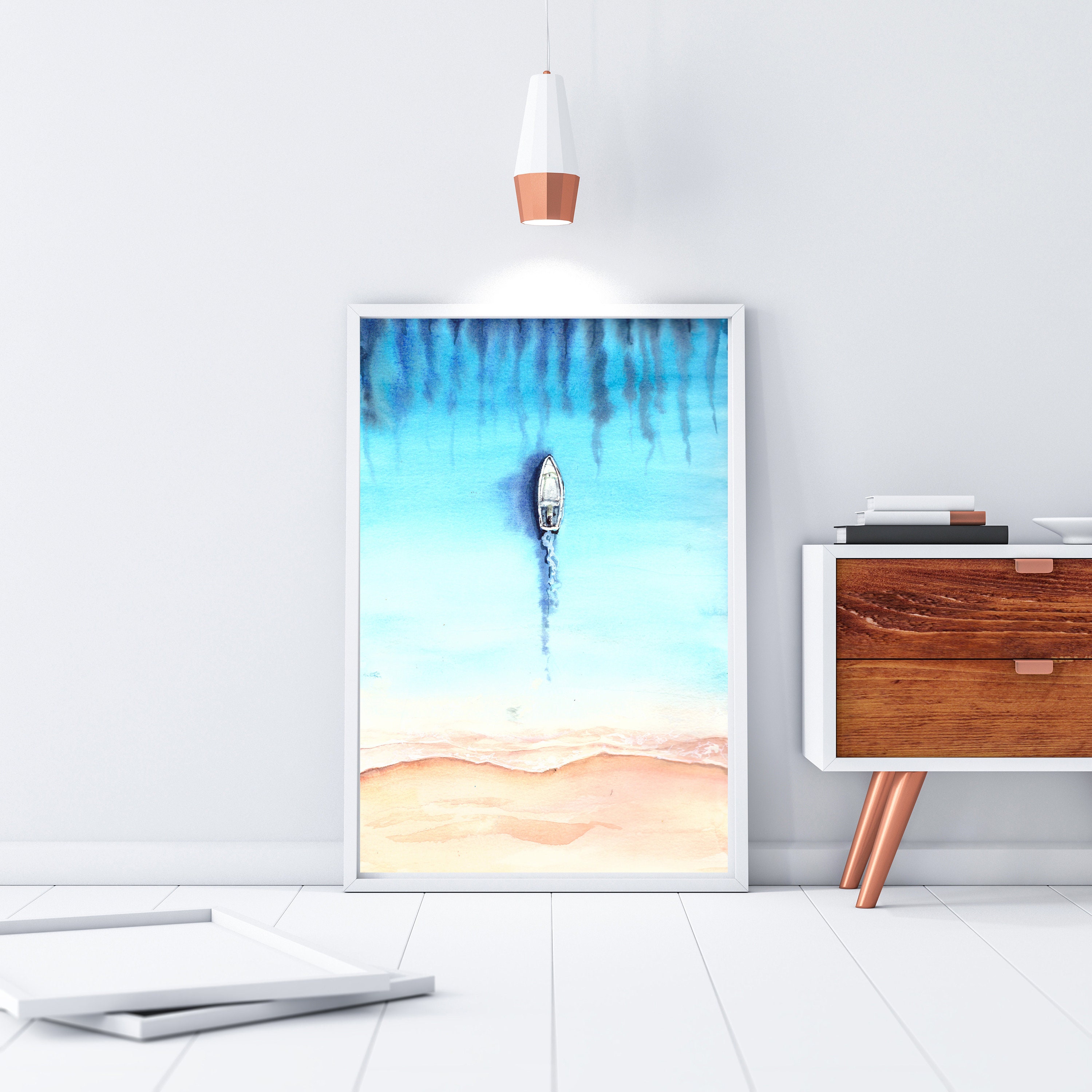 Watercolor Beach Art Print, Watercolor Ocean Print, Beach Wall Art ...