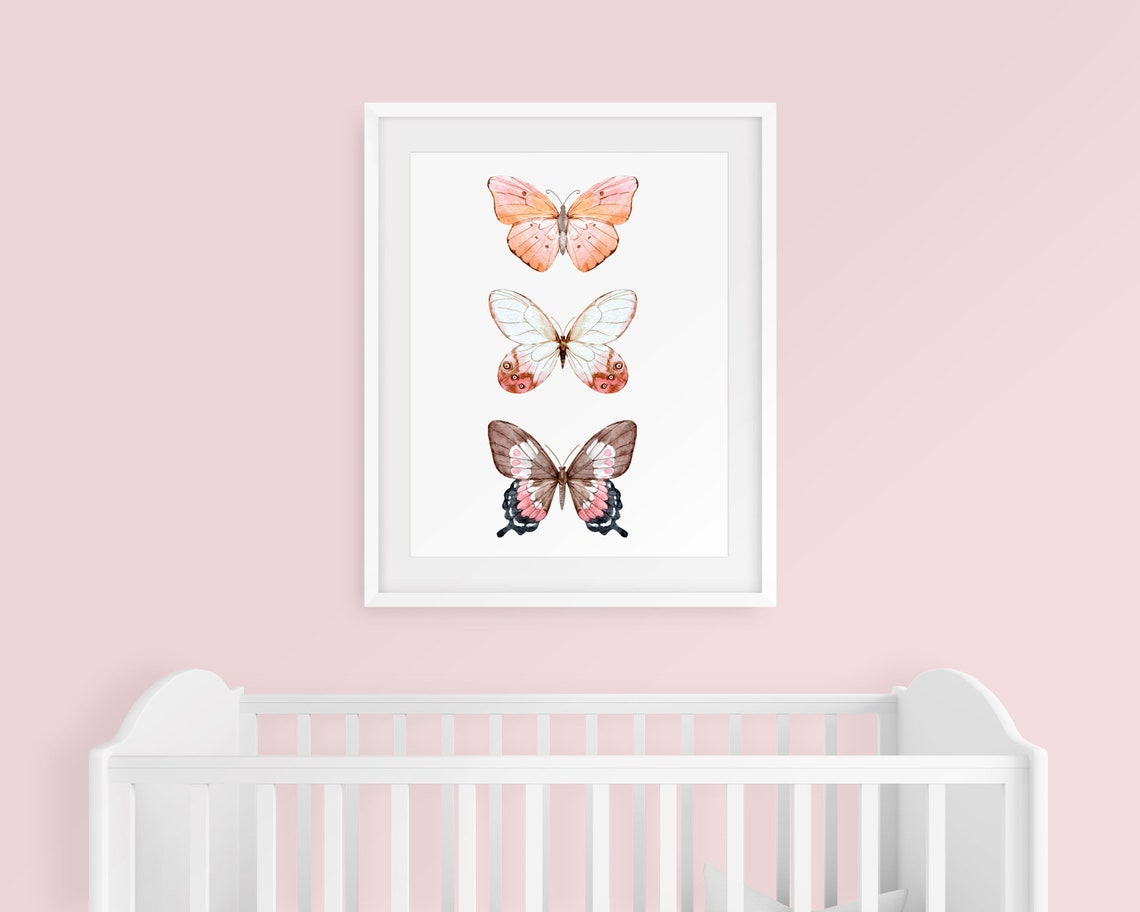 Girl's Nursery Wall Art, Watercolor Butterfly Print, Girl's Room Decor ...