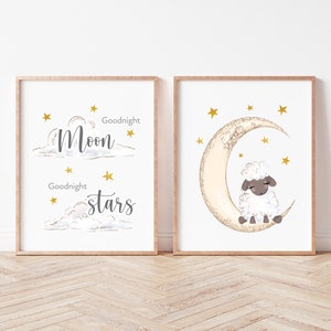Goodnight Moon Art Print, Goodnight Stars, Nursery Wall Art, Kid's Room ...