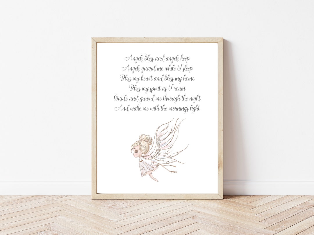 Guardian Angel Prayer Art Print, Wall Art, Nursery Decor, Angel Art ...