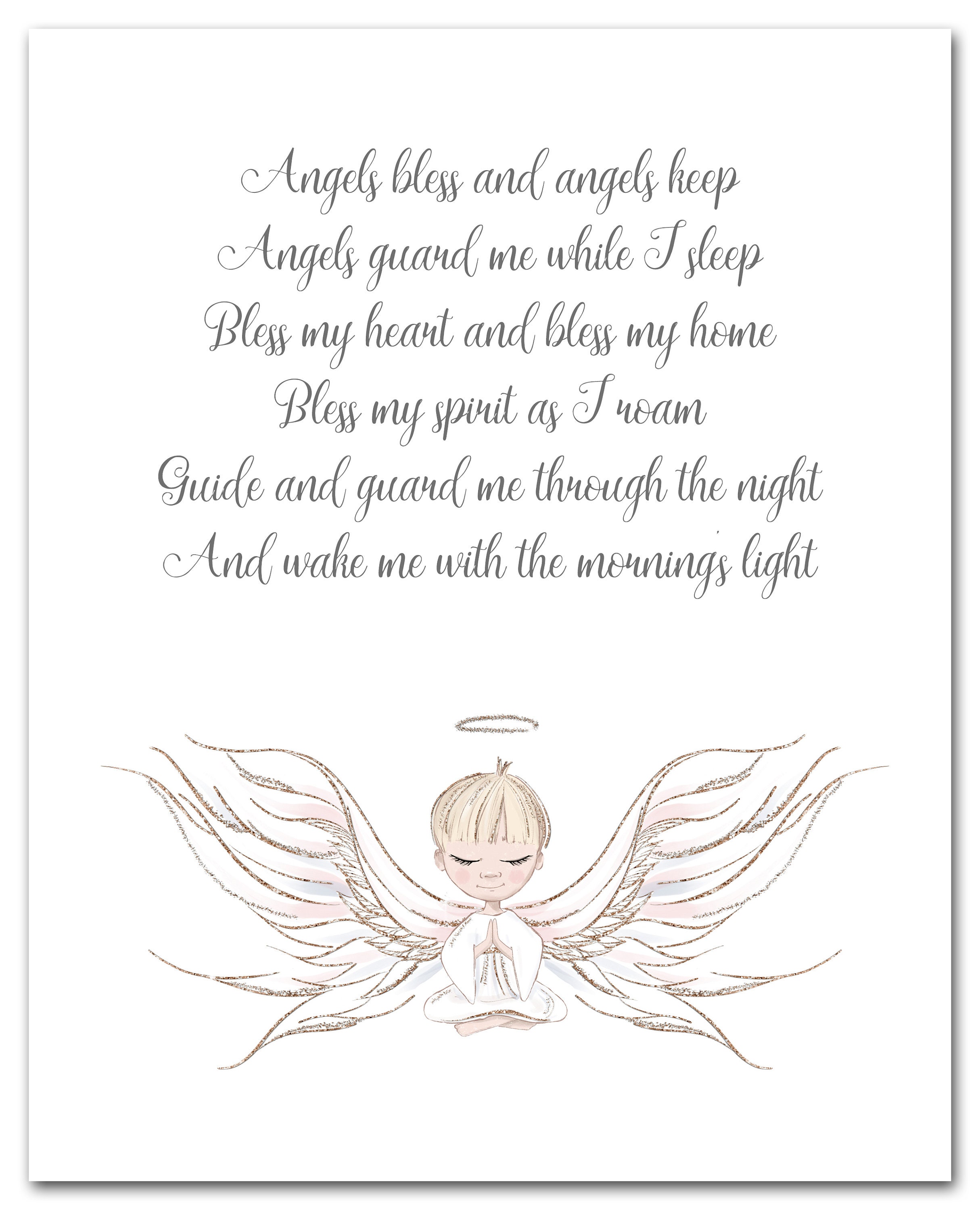 Guardian Angel Prayer Art Print, Wall Art, Nursery Decor, Digital Art ...