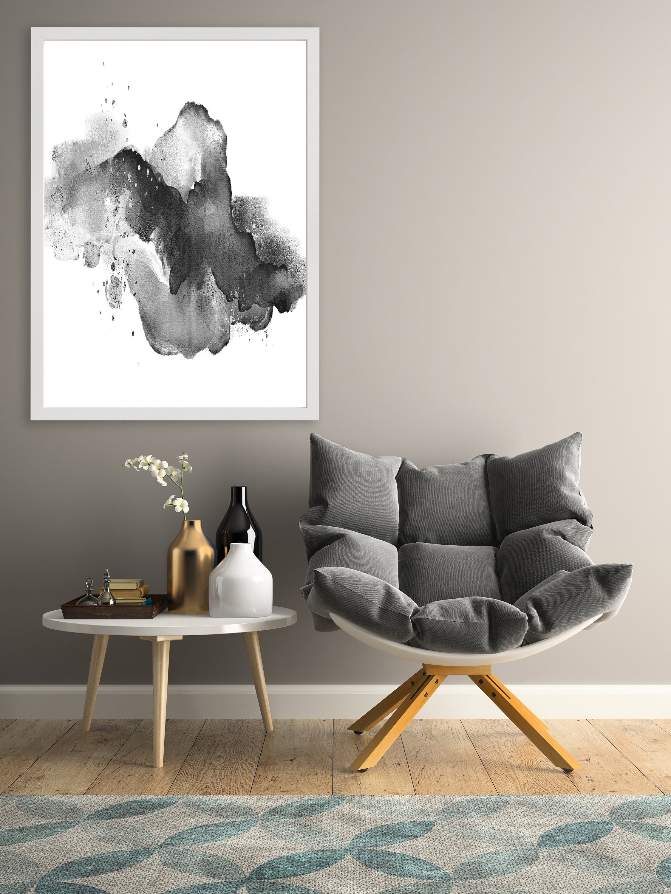 Abstract Art Print, Modern Art, Black and White Abstract Painting ...