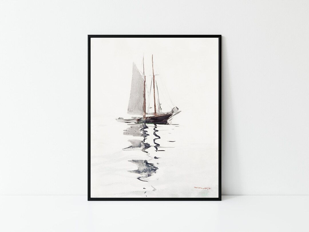 Watercolor Sailboat Art Print, Large Canvas Art, Large Wall Art ...