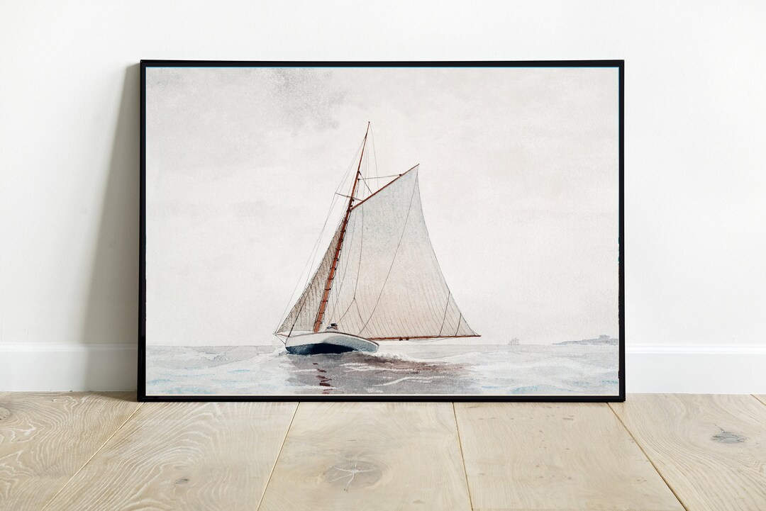 Sailboat Art Print, Large Canvas Art, Large Wall Art, Sailboat on Sea ...