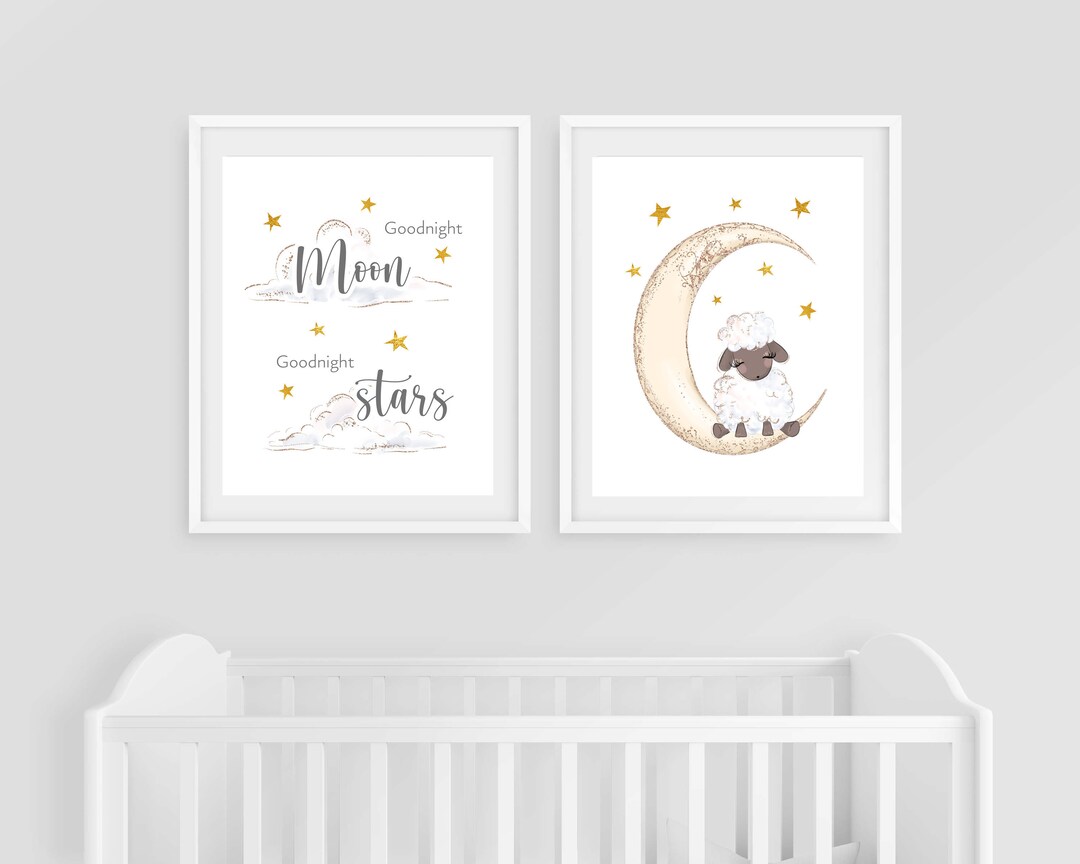Goodnight Moon Art Print, Goodnight Stars, Nursery Wall Art, Kid's Room ...