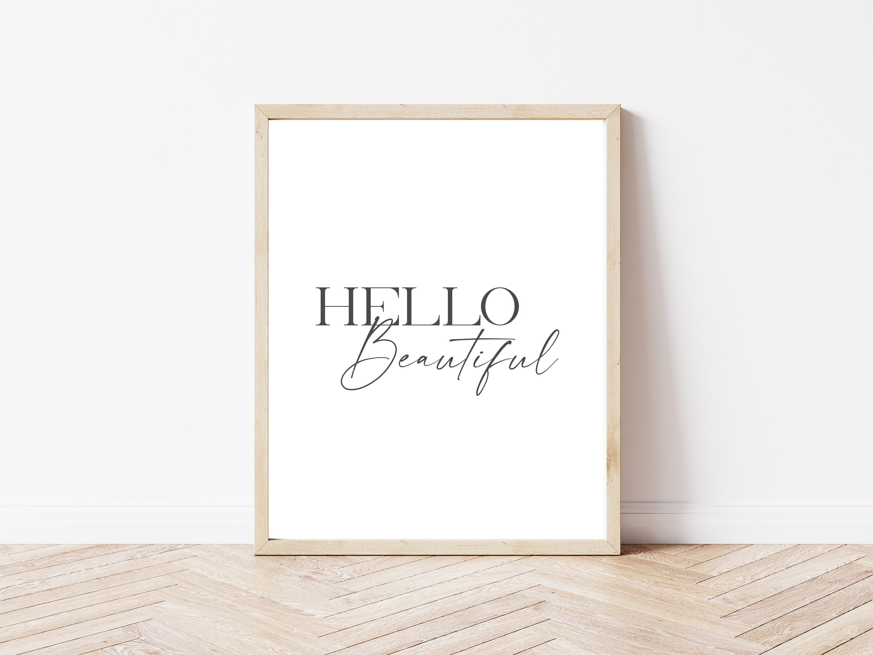 Hello Beautiful Wall Art, Calligraphy Art Print, Modern Art, Minimalist ...