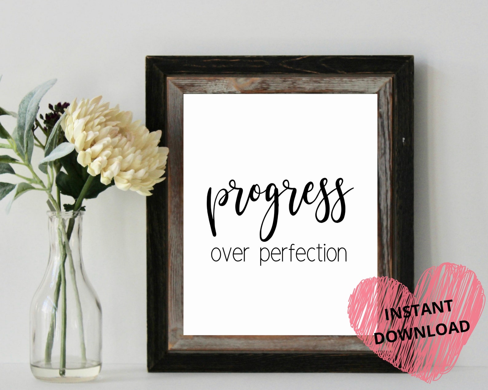 Progress over perfection PRINTABLE art instant download | Etsy