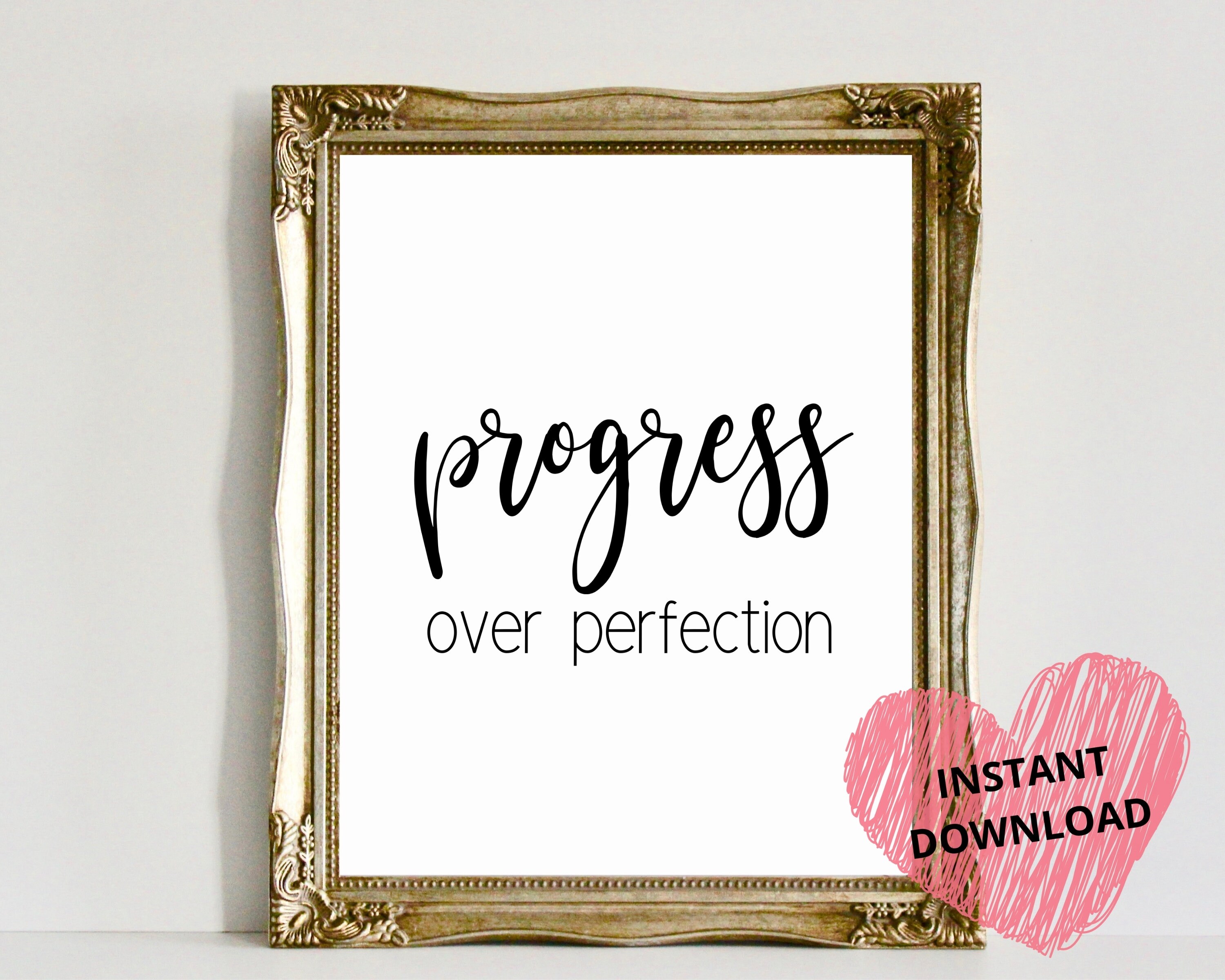 Progress over perfection PRINTABLE art instant download | Etsy