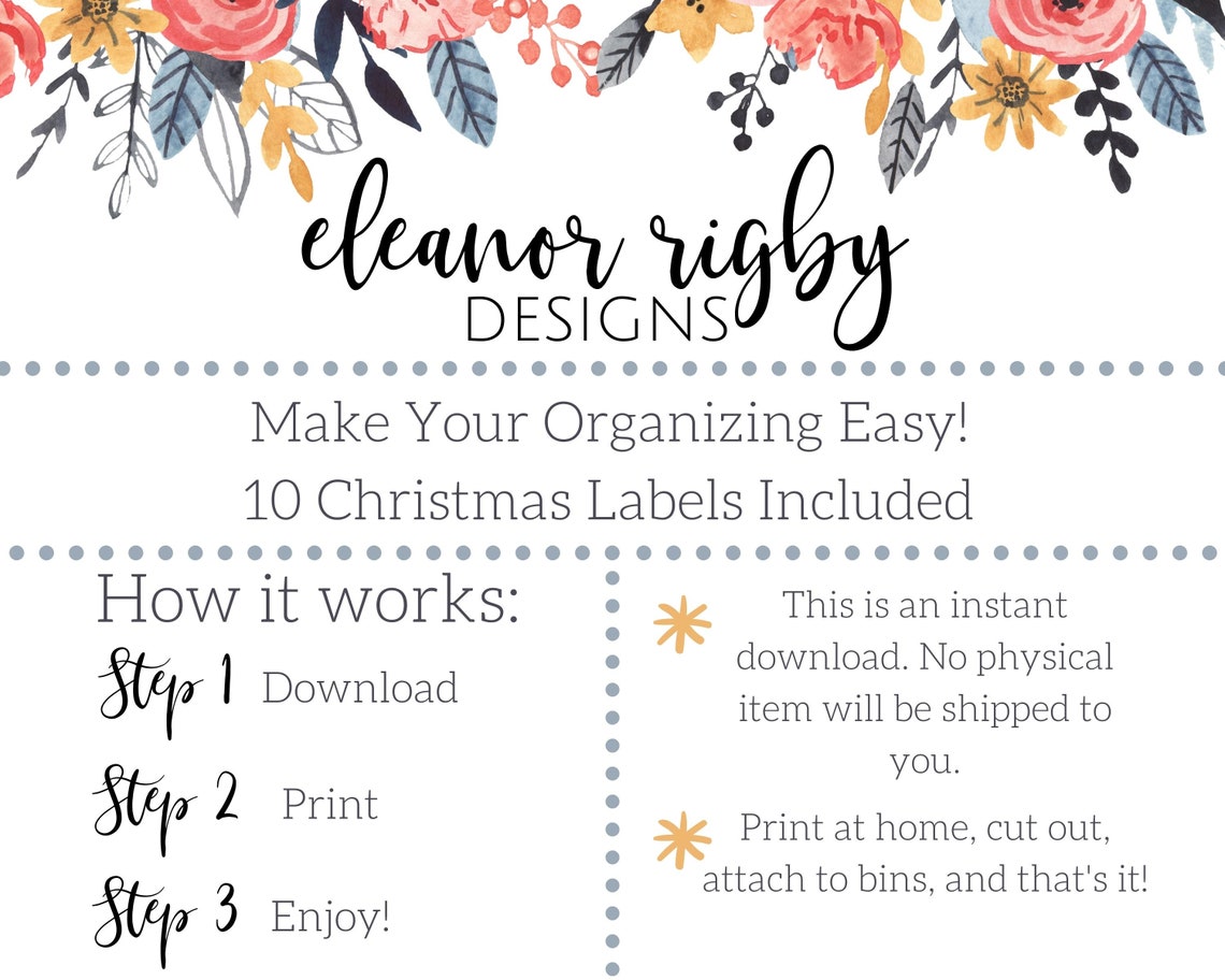 Easy Christmas Storage Labels - Instant Download - Etsy