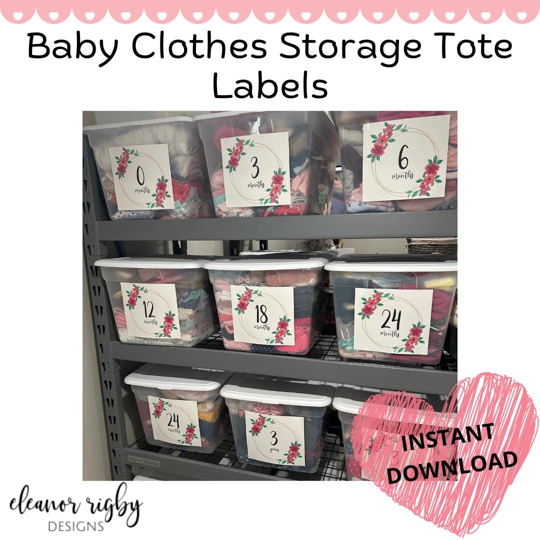 Easy Girls Storage Tote Bin Labels | Floral | 0 Months to 5 Years ...