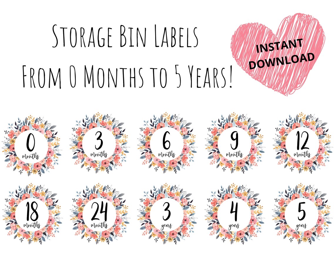 Baby Girl Clothing Bin Labels - Printable Labels for Storage Totes - 0 ...
