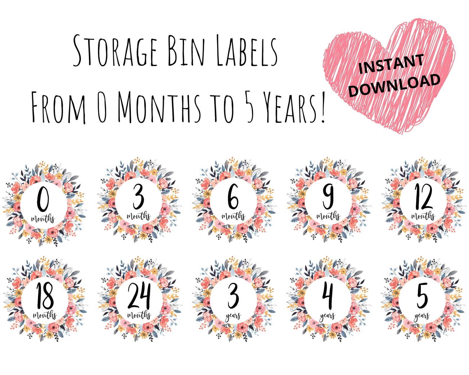 Baby Girl Clothing Bin Labels - Printable Labels for Storage Totes - 0 ...