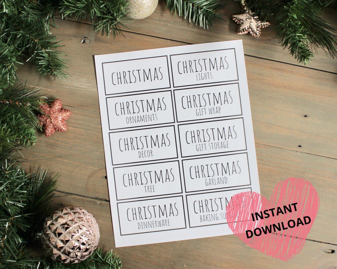 Easy Christmas Storage Labels - Instant Download - Etsy