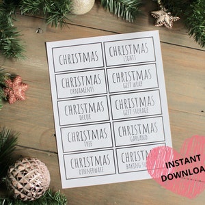 Easy Christmas Storage Labels - Instant Download - Etsy