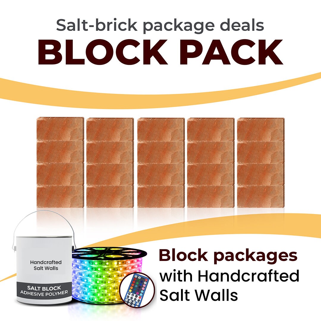 Himalayan Salt Bricks With LED Lights & Adhesive: Complete Wall Set - Etsy