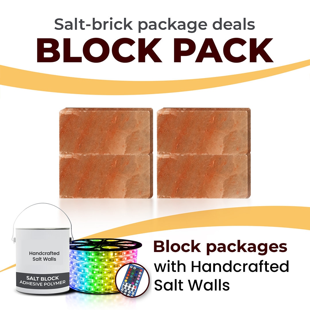 Himalayan Salt Bricks With LED Lights & Adhesive: Complete Wall Set - Etsy