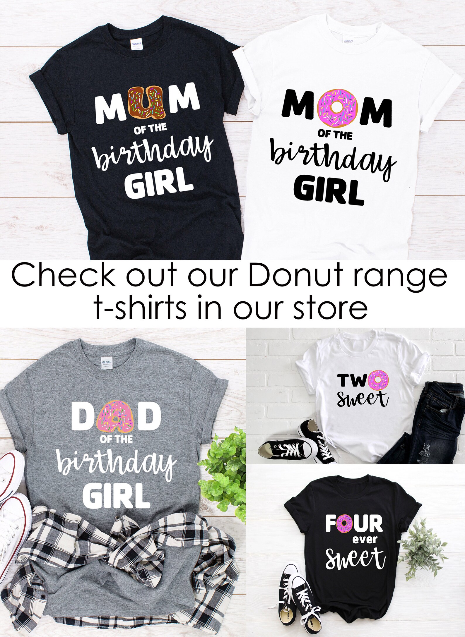 Donut Mum/ Mom/ Dad of the Birthday Girl T-shirt - Etsy Australia