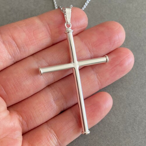 Huge Tapered Cross Necklace Pendant in Sterling Silver - Etsy