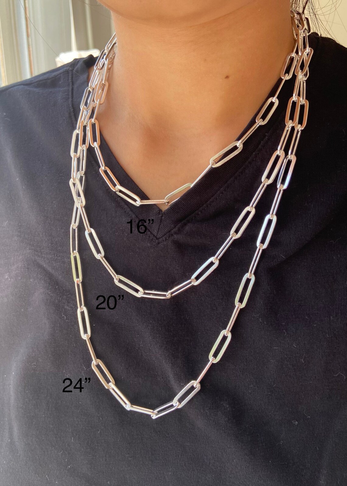 Sterling Silver FLAT Thick Paperclip Chain Necklace Silver | Etsy